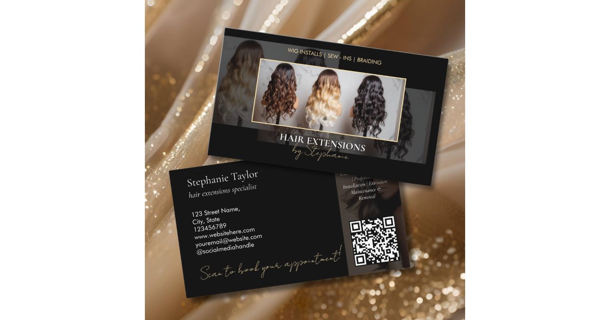 Elegant Luxury Hair Extensions Wig Installs Photo Business Card | Zazzle