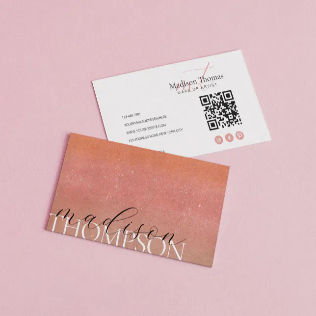 Elegant Luxury Rust Palettes Monogram Qr Code Business Card | Zazzle