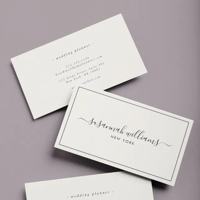 Elegant Luxury Script Calligraphy Black Ivory Business Card | Zazzle