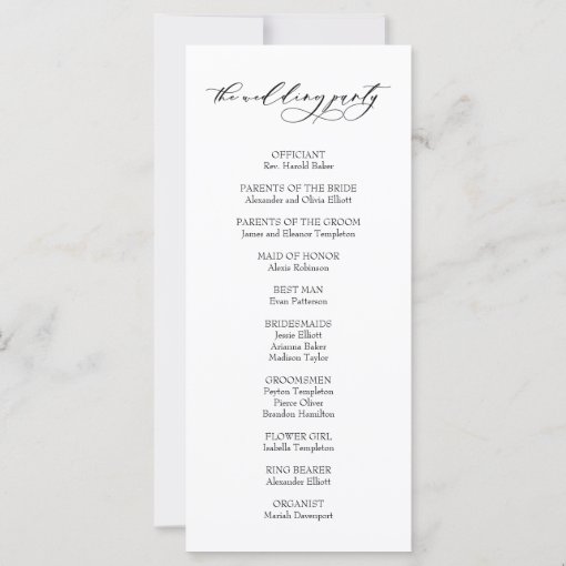 Elegant Luxury Script Font Simple Wedding Program | Zazzle