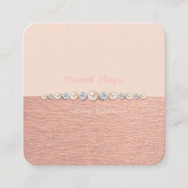 Elegant Luxury Simple ,Diamonds,Pearls Square Business Card | Zazzle