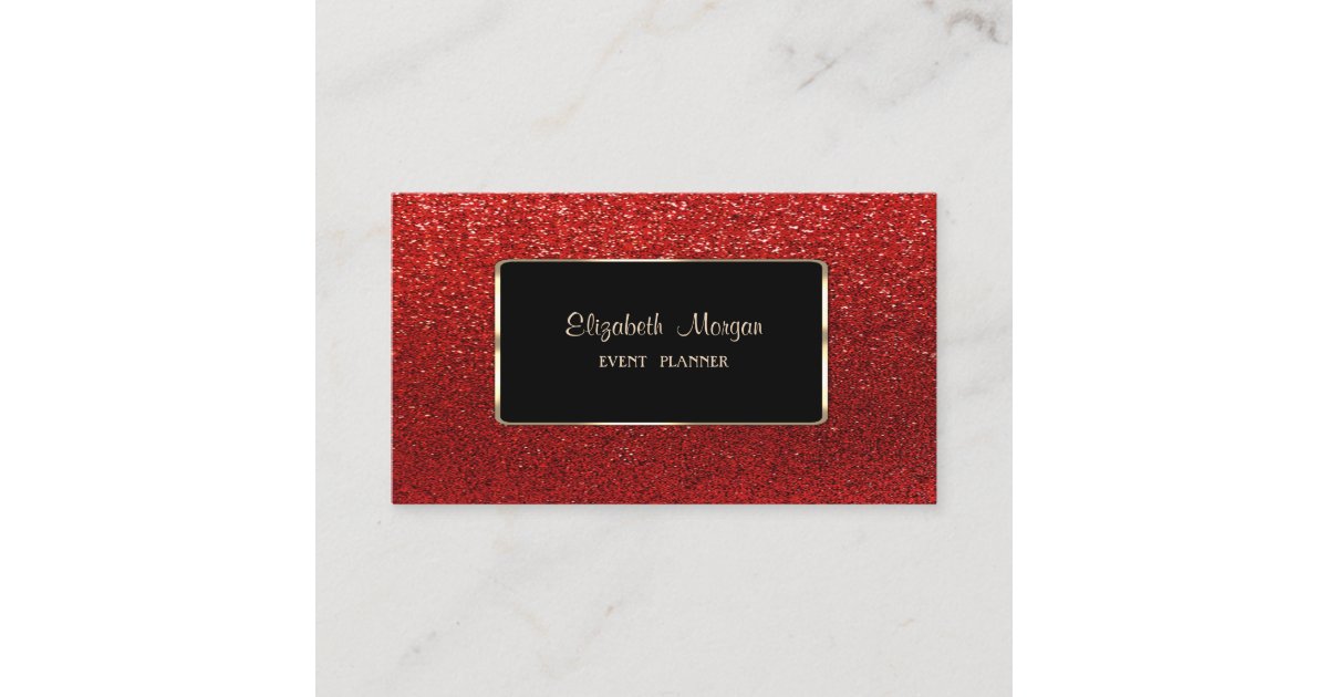 Elegant Luxury Stylish,Professional,Red Glittery Business Card | Zazzle