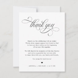 Elegant Luxury Wedding Table Thank You Cards | Zazzle