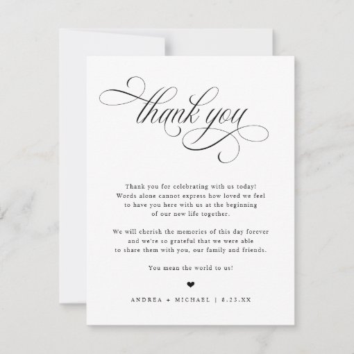 Elegant Luxury Wedding Table Thank You Cards | Zazzle