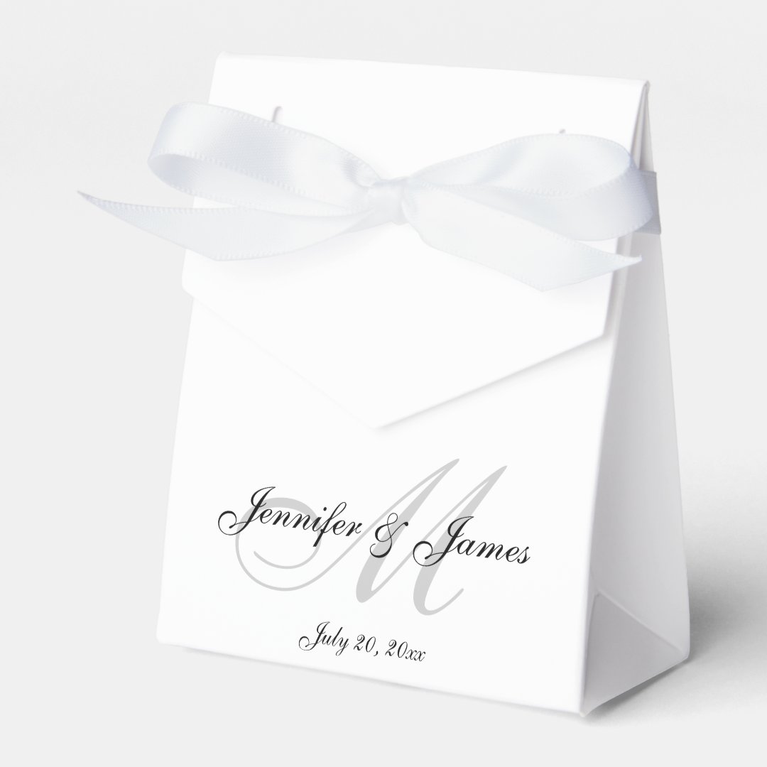 Elegant M Monogram | Wedding Favor Boxes | Zazzle