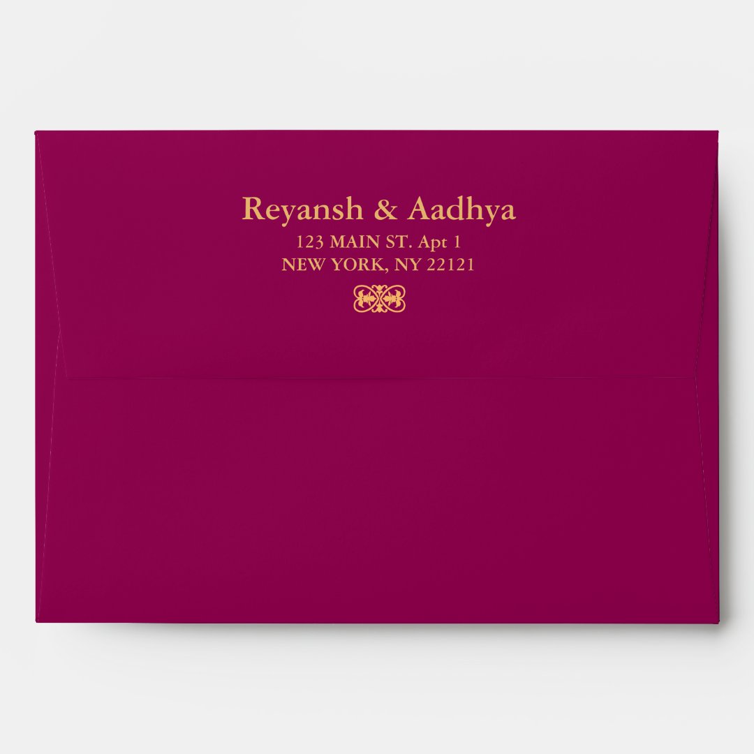 Elegant Magenta Gold Hindu Mandala Indian Wedding Envelope | Zazzle