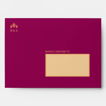 Elegant Magenta Gold Hindu Mandala Indian Wedding Envelope | Zazzle