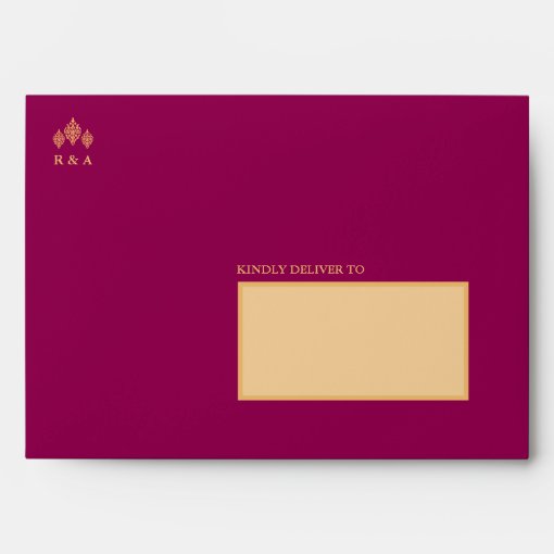 Elegant Magenta Gold Hindu Mandala Indian Wedding Envelope | Zazzle