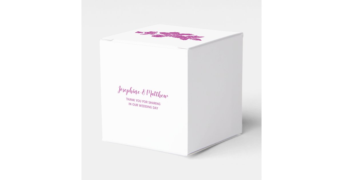 Elegant Magenta Orchid Personalized Wedding Favor Boxes | Zazzle