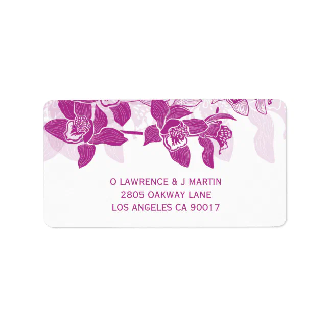 Elegant Magenta Orchids Floral Label | Zazzle