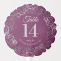 Elegant Magenta Plum & Silver Wedding Table Number Balloon | Zazzle