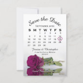 Elegant Magenta Purple Rose Wedding Calendar Save The Date | Zazzle