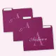Elegant Magenta Red, Pink & White Name & Monogram File Folder | Zazzle