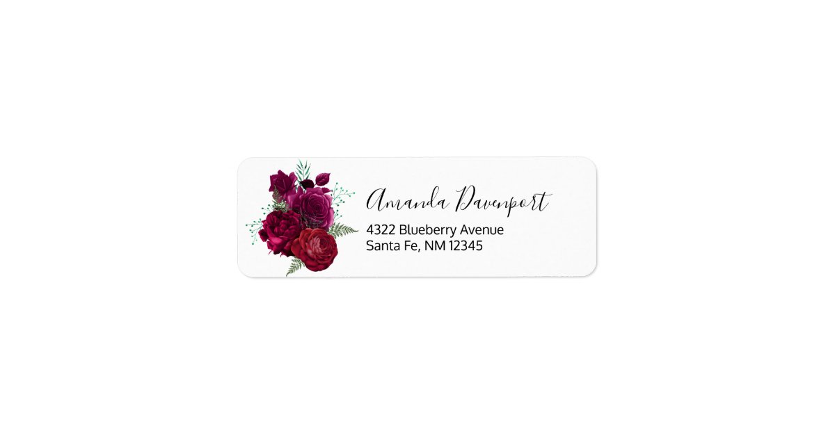 Elegant Magenta Rose Floral Bouquet Label | Zazzle
