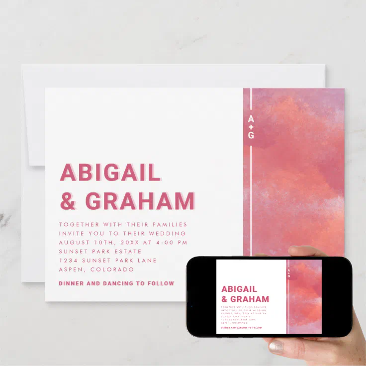 Elegant Magenta Wedding Invitation | Zazzle