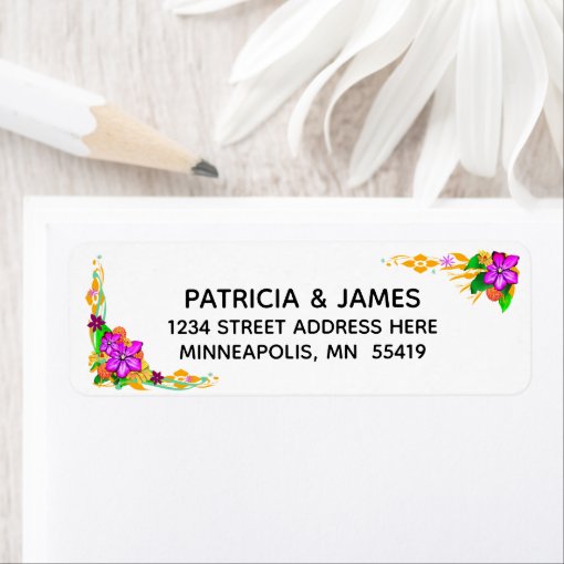 Elegant, Magical, & Bold Floral Border Address Label | Zazzle