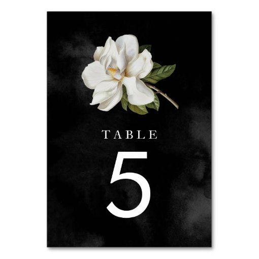 Elegant Magnolia Black and White Wedding Table Number | Zazzle