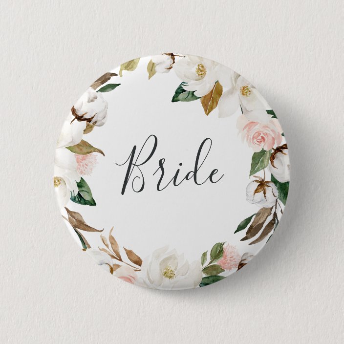 Elegant Magnolia Bride Bridal Shower Button | Zazzle.com