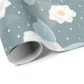 Elegant Magnolia Floral White Polka Dot Wrapping Paper | Zazzle
