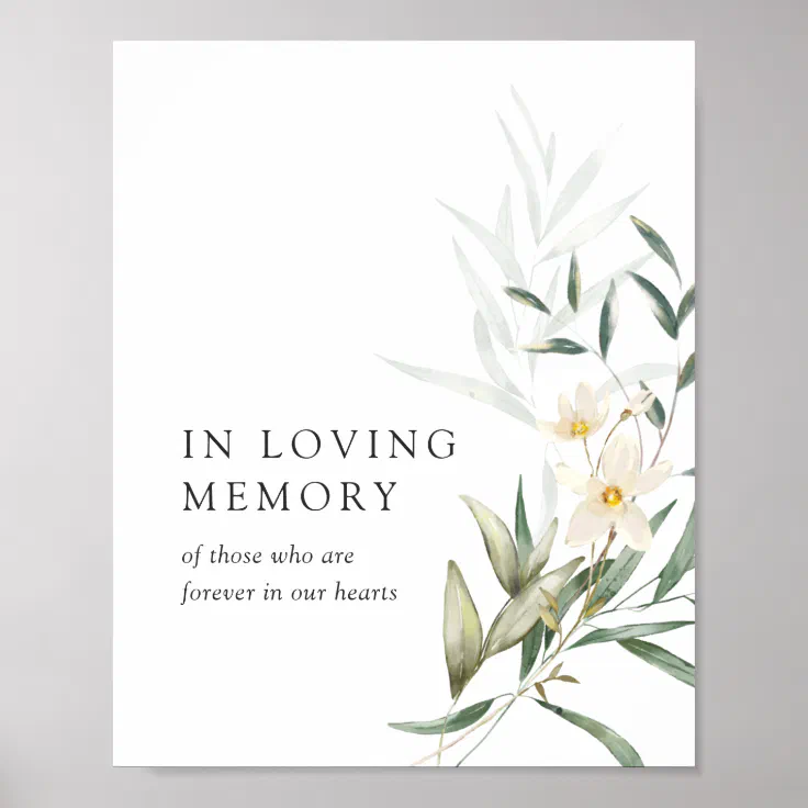 Elegant Magnolia Greenery Wedding In Loving Memory Poster | Zazzle