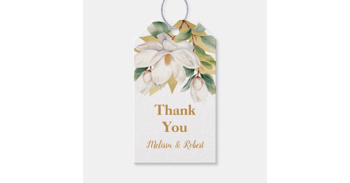 Elegant Magnolia Wedding Favor Tags | Zazzle