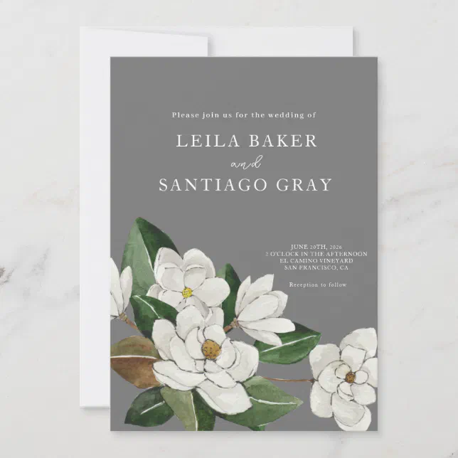 Elegant Magnolia Wedding Invitation | Zazzle