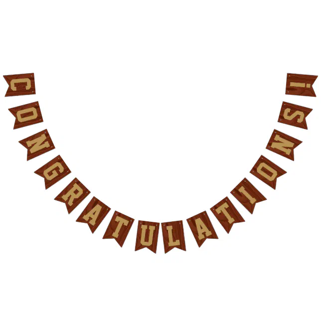 Elegant Mahogany Wood Gold Letters Congratulations Bunting Flags | Zazzle