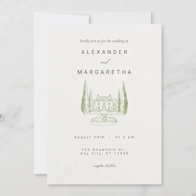 Elegant Manor Wedding Invitation | Zazzle
