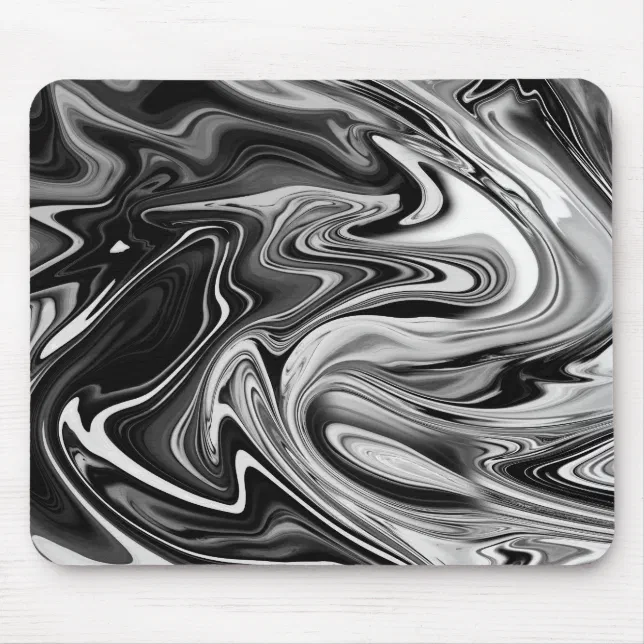 Elegant Marble 7 - Liquid Black and White Mouse Pad | Zazzle