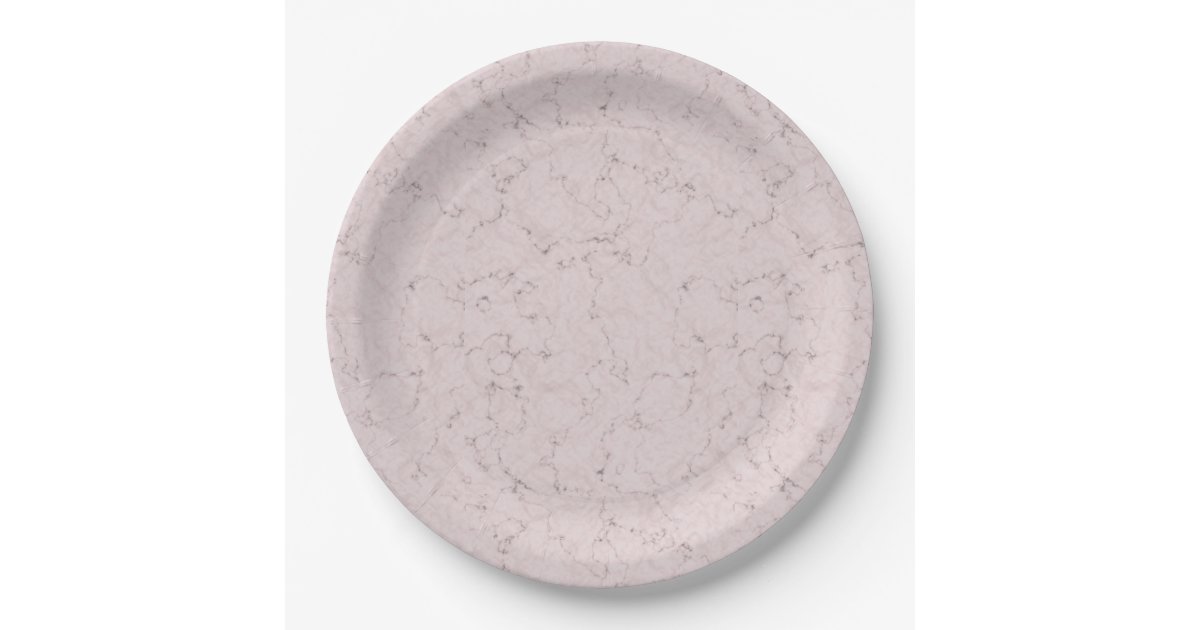 Elegant Marble Design Blush Pink Gray Paper Plates | Zazzle