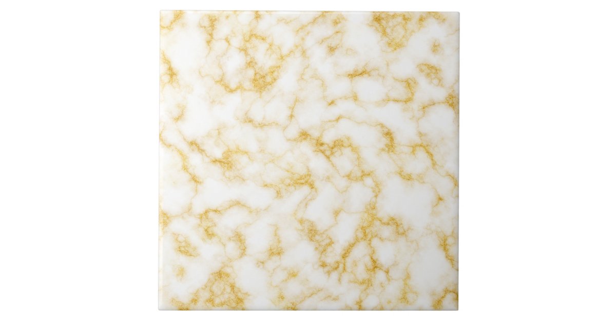 Elegant Marble - Gold White Ceramic Tile | Zazzle