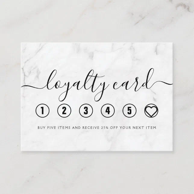 Elegant Marble Hand Lettering Circles Loyalty Card | Zazzle