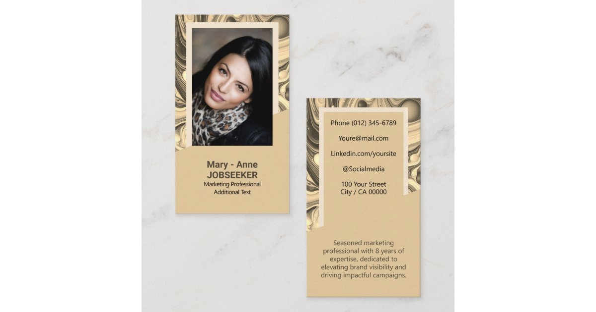 Elegant Marble Job Seeker Classy Creative Gold Business Card | Zazzle