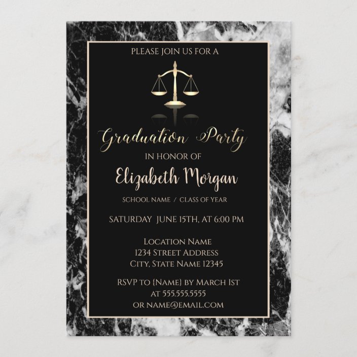Elegant Marble Law School Graduation Party Invitation | Zazzle.com