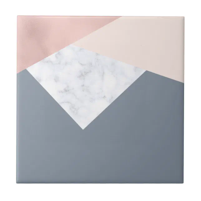 elegant marble rose gold grey beige geometric tile | Zazzle