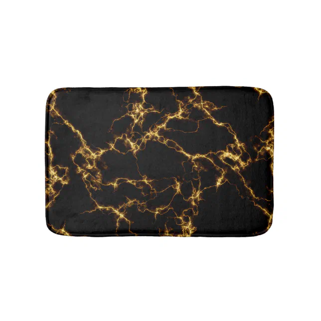 Elegant Marble style3 - Black Gold Bath Mat | Zazzle