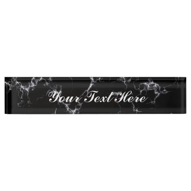 Elegant Marble style4 - Black and White Desk Name Plate | Zazzle