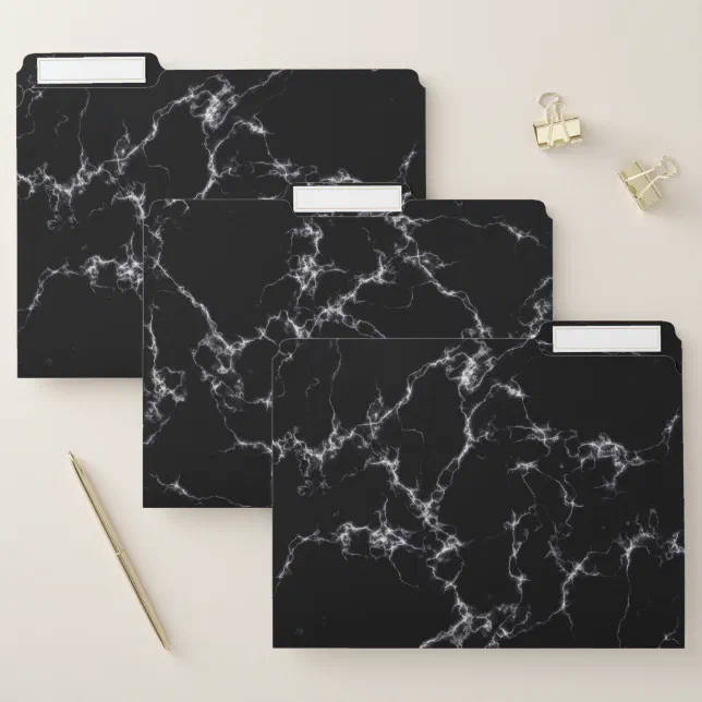 Elegant Marble style4 - Black and White File Folder | Zazzle