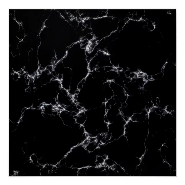 Elegant Marble style4 - Black and White Poster | Zazzle