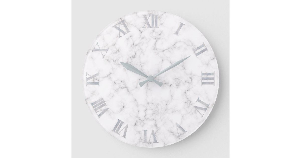 Elegant Marble style Large Clock | Zazzle