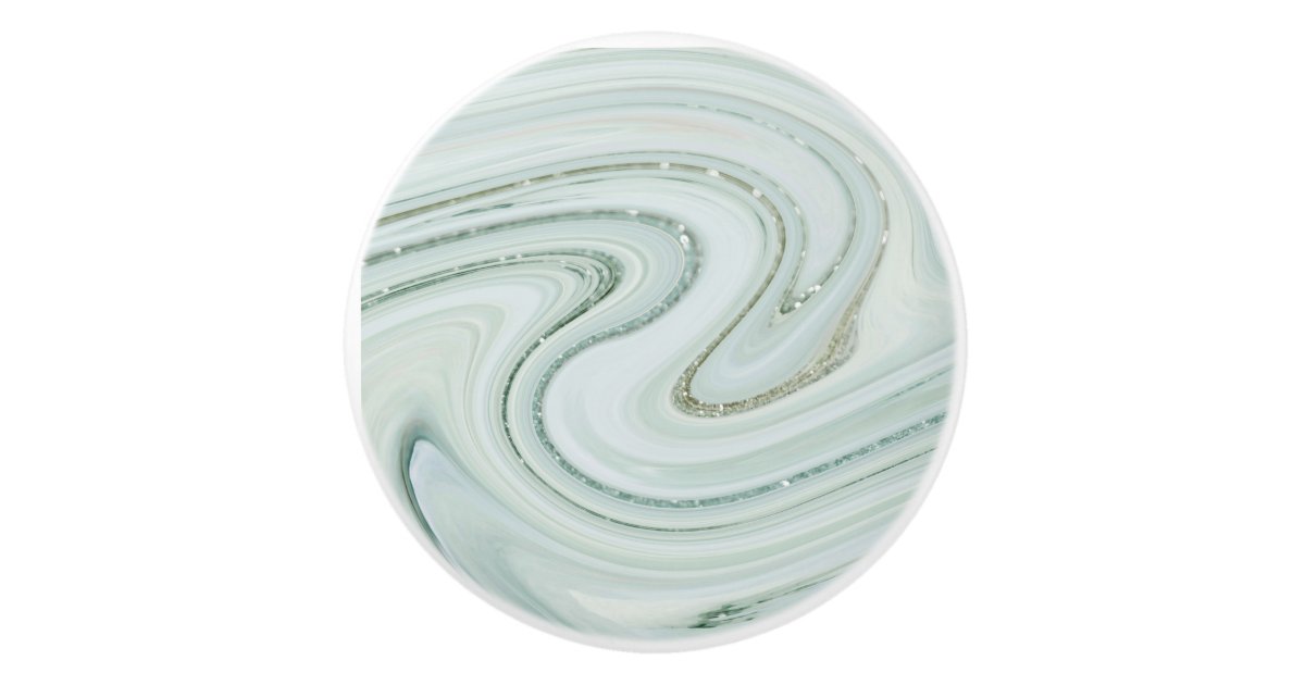 Elegant Marble Swirl Silver Glitter Sparkle Glam Ceramic Knob | Zazzle