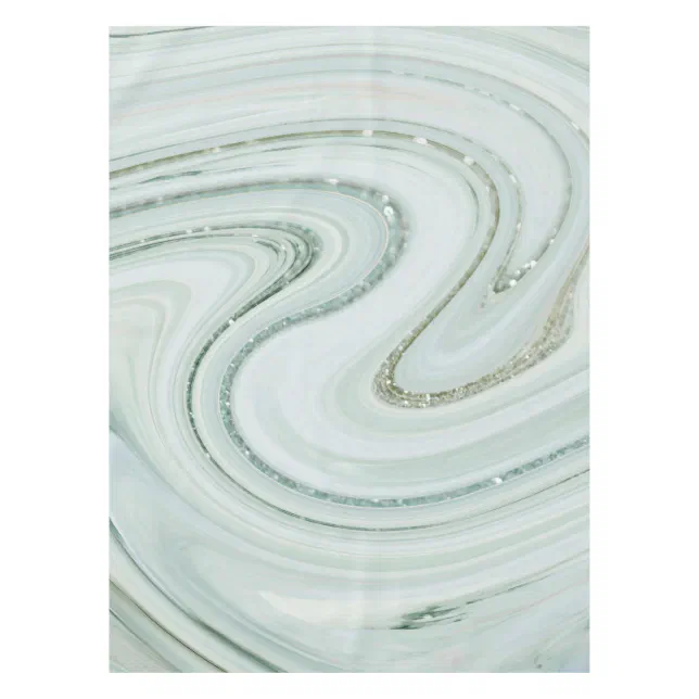 Elegant Marble Swirl Silver Glitter Sparkle Glam Tablecloth | Zazzle