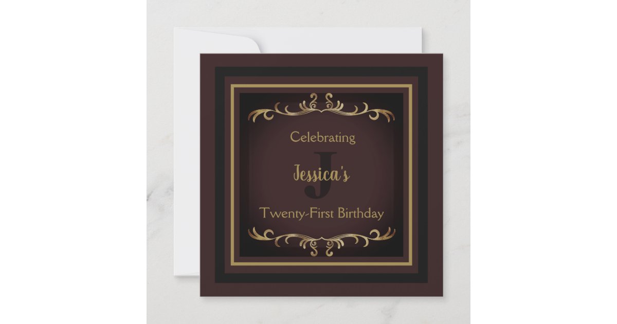 Elegant Maroon and Gold Birthday Invitation | Zazzle