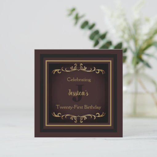 Elegant Maroon and Gold Birthday Invitation | Zazzle