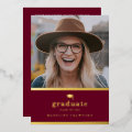 Elegant Maroon and Gold Photo Graduation Foil Invitation | Zazzle