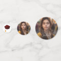 Elegant Maroon Graduation Cap Graduate Photo Confetti | Zazzle