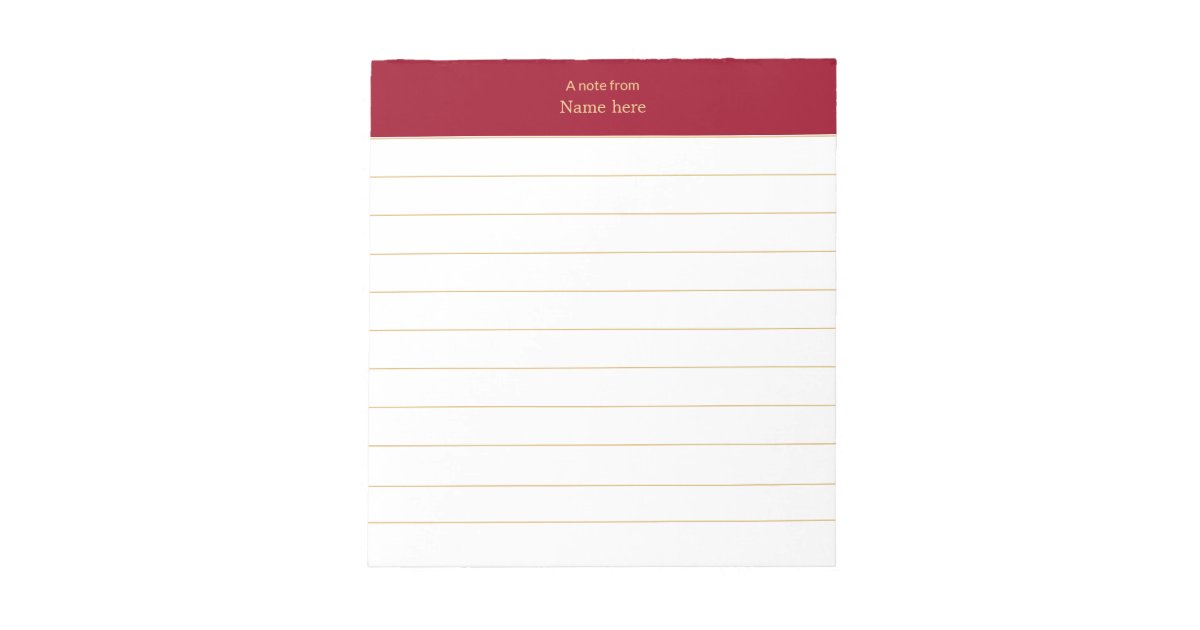 Elegant Maroon Header Lined Notepad | Zazzle