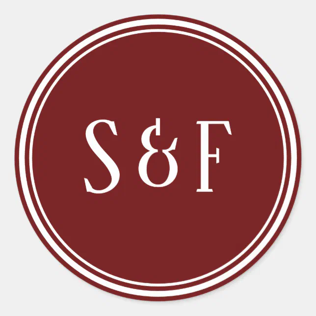 Elegant Maroon Monogram Envelope Seal | Zazzle