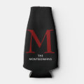 Elegant Maroon Monogram Name Bottle Cooler | Zazzle