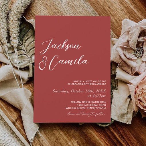 Elegant Maroon Photo Wedding Invitation | Zazzle